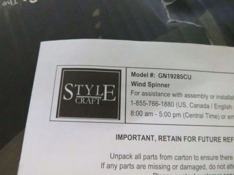 Style Craft Wind Spinner - Prime Time Auctions, Inc.