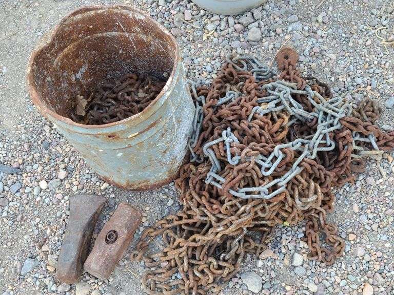 Tow Chains, Bucket with Chains, Sledge Hammer and Axe Heads - Prime ...
