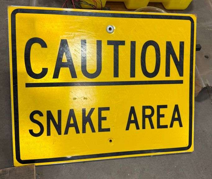 Caution Snake Area Wood Sign - Prime Time Auctions, Inc.