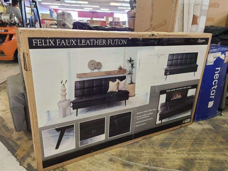 Felix Faux Leather Futon - Prime Time Auctions, Inc.
