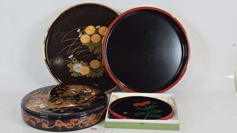 Japanese Lacquer Trays, Plates - Colorado Premier Realty & Auction Services