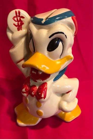 Vintage Walt Disney Ceramic Donald Duck Coin Bank - Creamer Auction