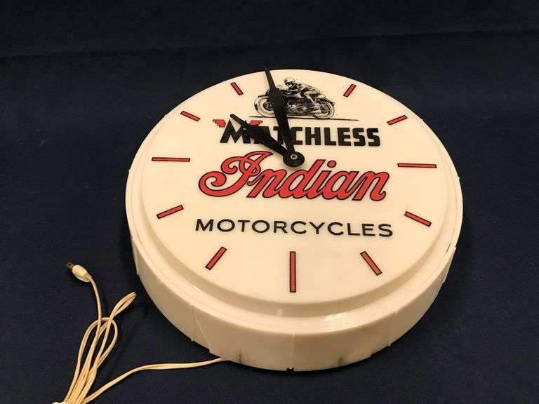Matchless - Indian Motorcycles - Advertising Clock - Creamer Auction