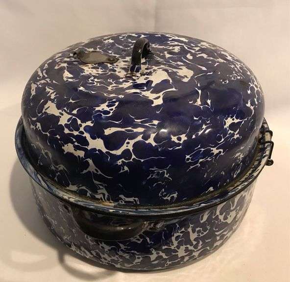 Blue & White Enamel Porcelain Roaster - Creamer Auction