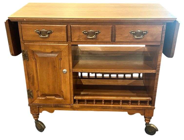 Vintage “Young Republic - Hard Rock Maple” Tea Cart with Drop Leaves and Castors - Creamer Auction
