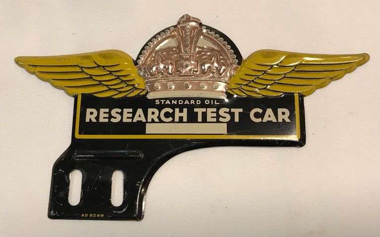 Standard Oil Research Test Car License Plate Topper - Creamer Auction