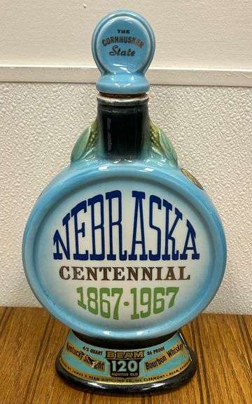 Nebraska Centennial - Beam Whiskey Decanter - Empty - Creamer Auction