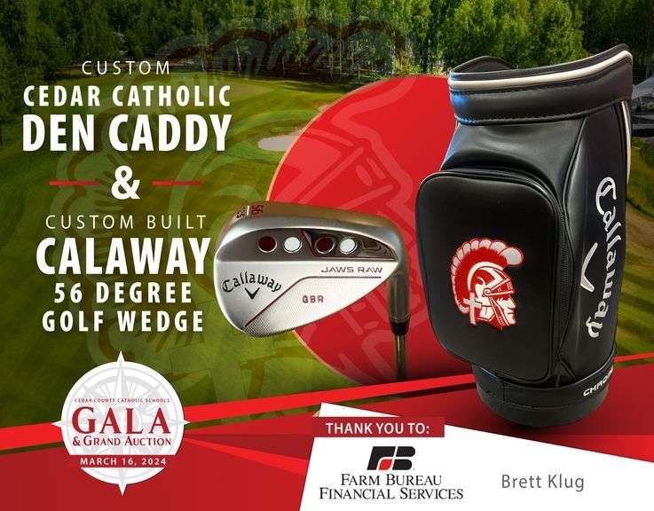 Custom Cedar Catholic Den Caddy Custom Red & White Callaway 56 Degree ...