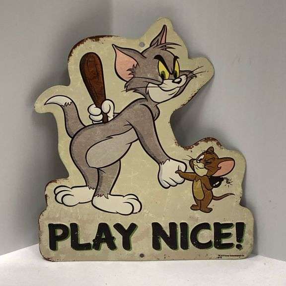 Tom & Jerry Pressed Metal Sign - Creamer Auction