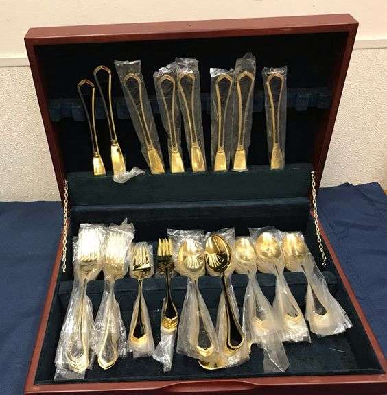 Gold Stainless Steel Flatware Set - Japan - Creamer Auction