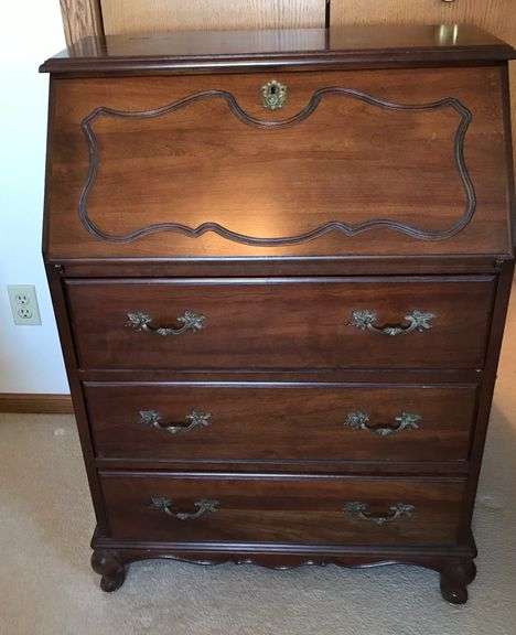Wooden Drop Front Desk - Creamer Auction