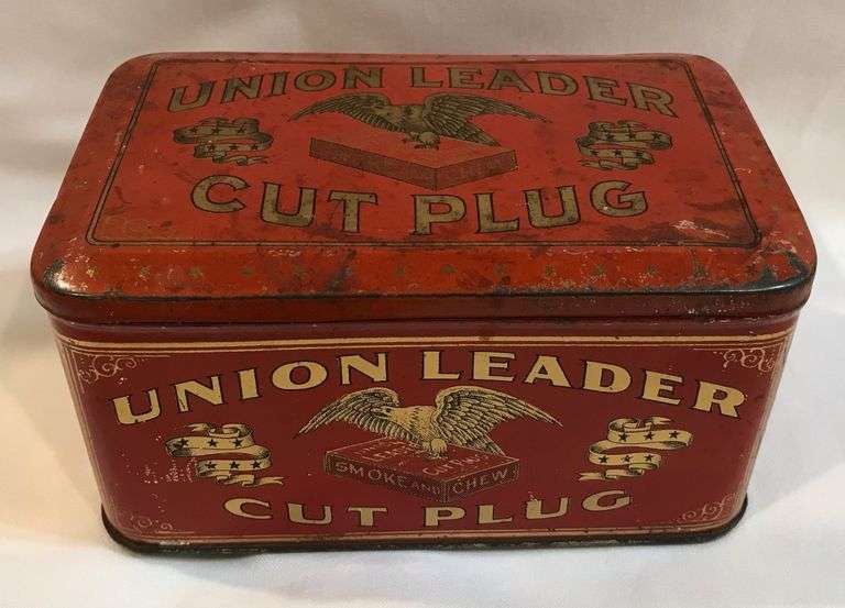 Union Leader Cut Plug Tobacco Tin - Creamer Auction