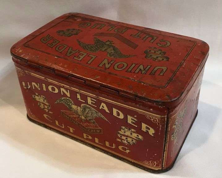 Union Leader Cut Plug Tobacco Tin - Creamer Auction