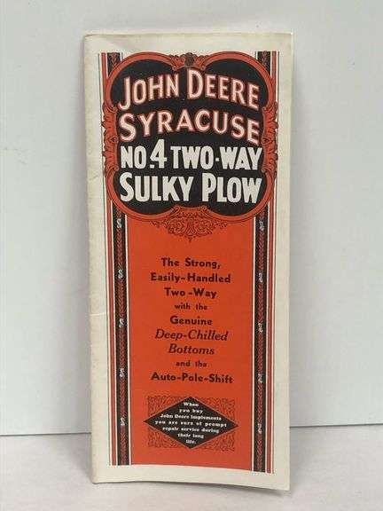 John Deere Syracuse No 4 Two-Way Sulky Plow Brochure - Creamer Auction