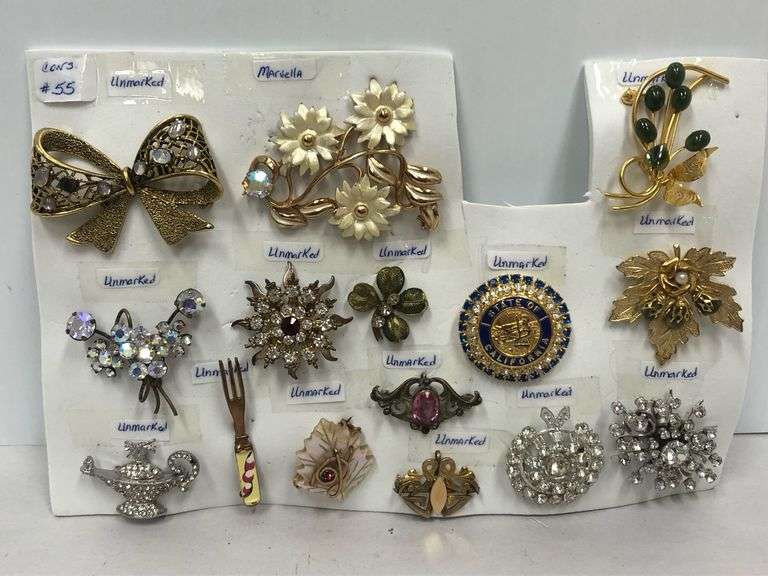 Group of (15) Fancy Brooch Pins - Creamer Auction