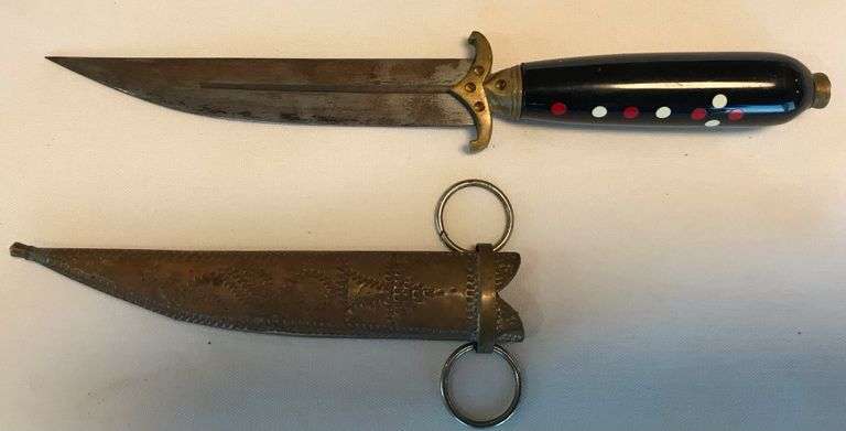 Interesting Knife w/ Brass Sheath - Creamer Auction