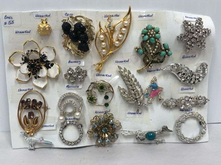 Group of (19) Fancy Brooch Pins - Creamer Auction