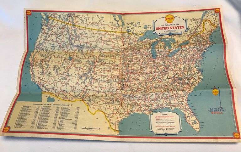 1932 Shell Petroleum Company - Indiana Road Map - Creamer Auction