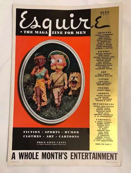 1937 “Esquire” Magazine - Store Display Poster - Creamer Auction