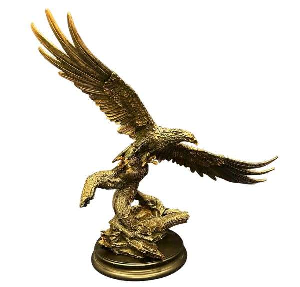 Beautiful Bronze Resin Eagle Sculpture - NO SHIPPING - Creamer Auction