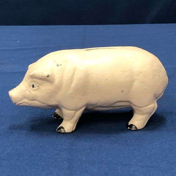 Cast Iron Coin Pig Bank - 6 Inches Long - Creamer Auction