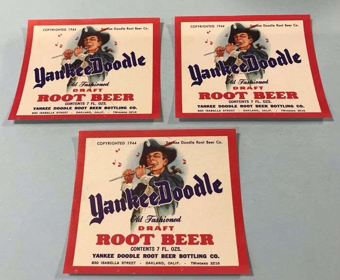 Yankee Doodle Root Beer - Advertising Labels - Creamer Auction