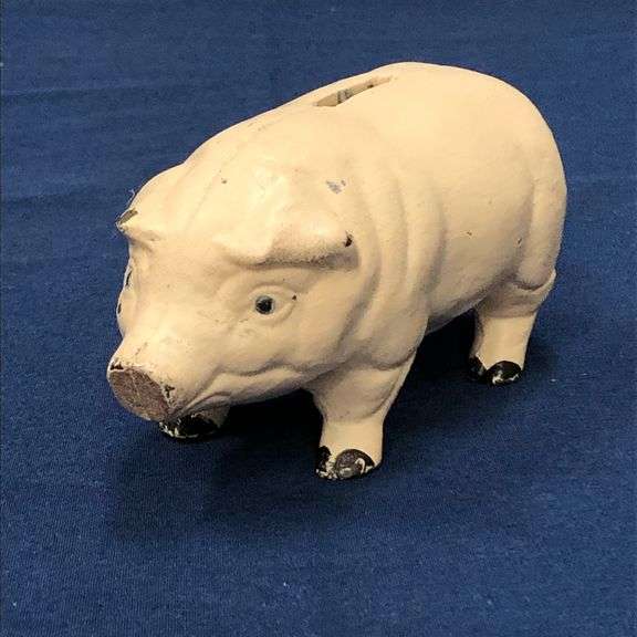 Cast Iron Coin Pig Bank - 6 Inches Long - Creamer Auction