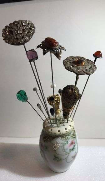 Vintage Hat Pins & Hat Pin Holder - Creamer Auction
