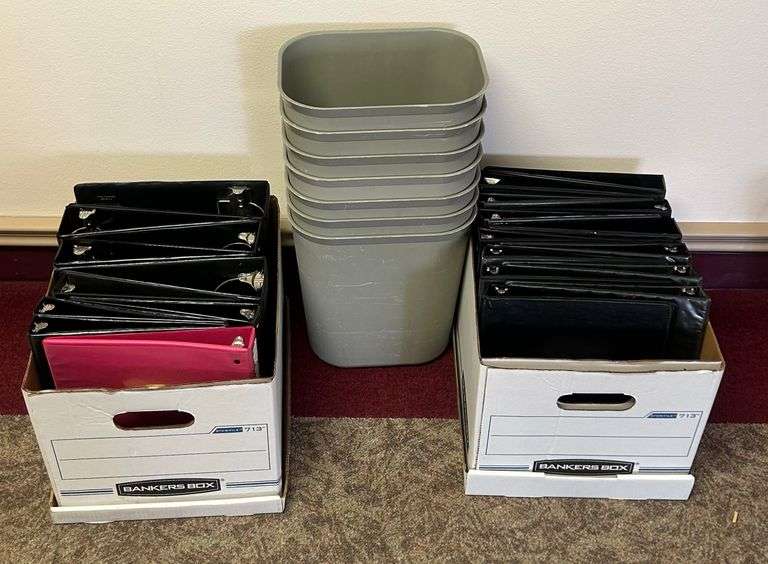 Group of Binders and Waste Cans - Creamer Auction