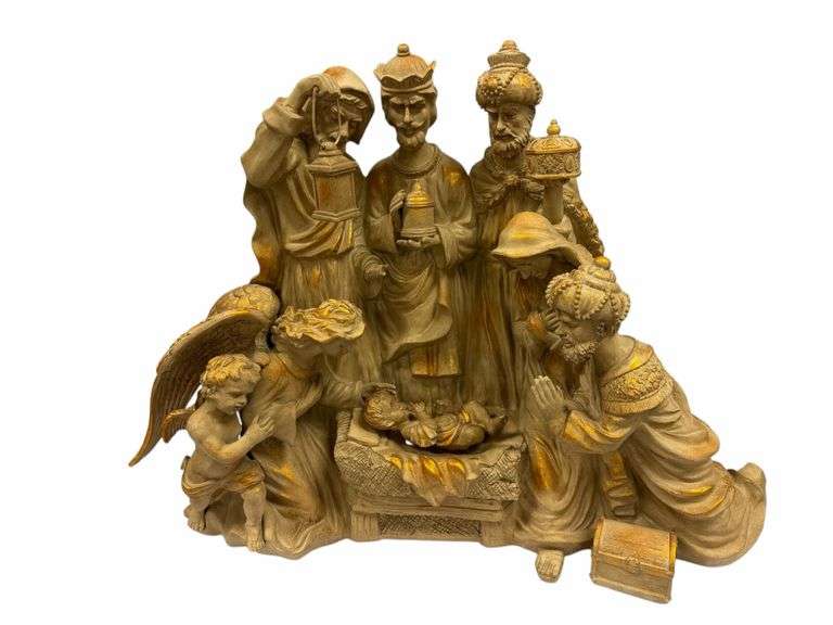Beautiful 22" Tall One Piece Nativity - Creamer Auction