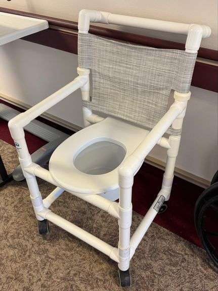 PVC Rolling Shower Commode Chair - Creamer Auction