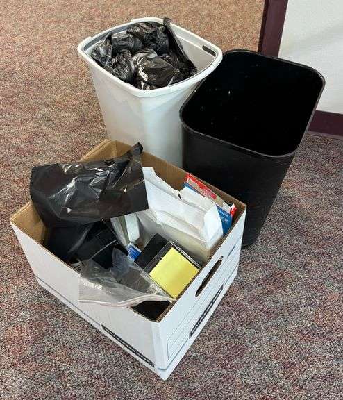 Large Lot of Trash Bags and Assorted Office Supplies - Creamer Auction