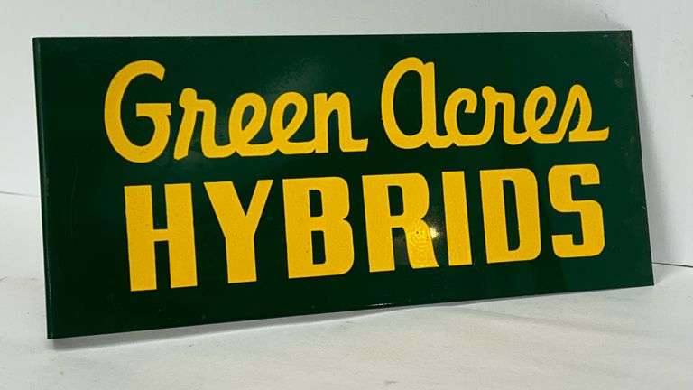 Green Acres Hybrids - Flange Sign - Never Hung - Creamer Auction