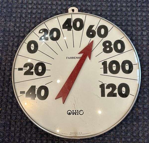 Vintage Ohio Jumbo Dial Thermometer- 18 Inch Diameter - Creamer Auction