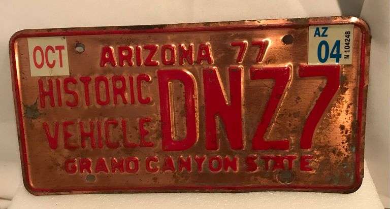 Arizona 77 - Historic Vehicle DN 77 - License Plate - Creamer Auction
