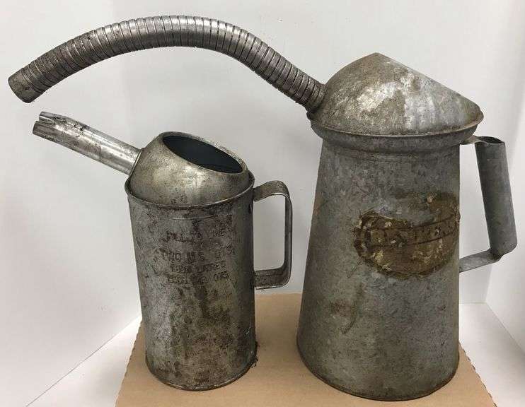 (2) Galvanized Oil Pour Cans - Creamer Auction