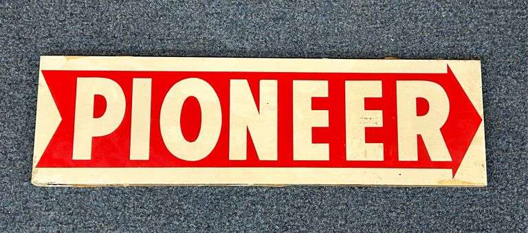Metal Pioneer Double Sided Sign - Creamer Auction