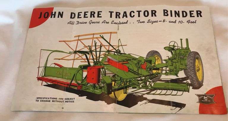 John Deere Tractor Binder Pocket Brochure - Creamer Auction