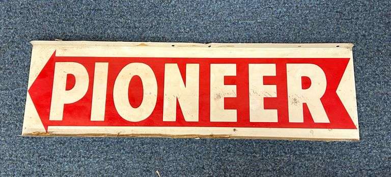 Metal Pioneer Double Sided Sign - Creamer Auction