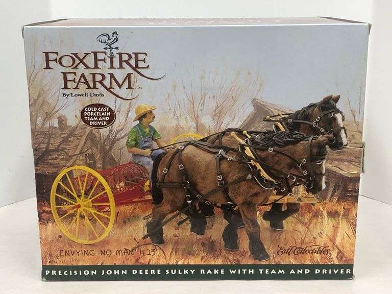 JD Sulky Rake with Team and Driver - Foxfire Farm - Driver is Damaged ...
