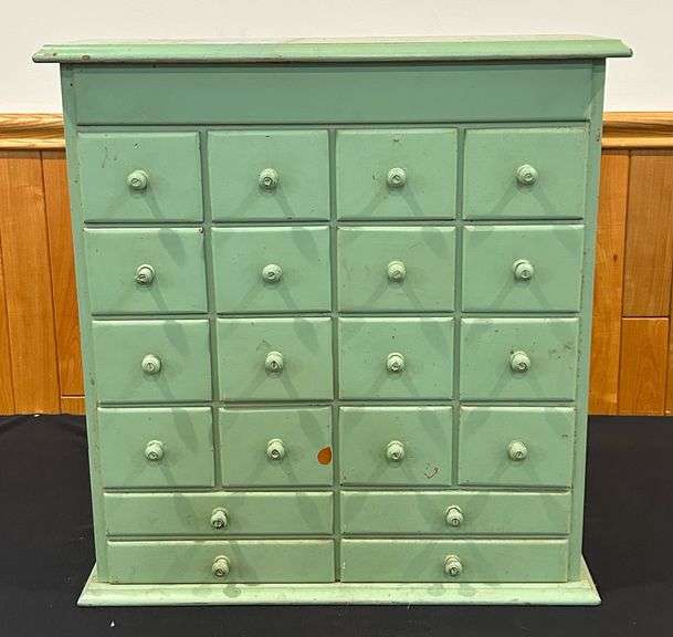 Wonderful Green Primitive Table Top Drawer Unit - No Shipping - Creamer ...