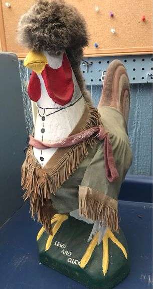 Concrete Chicken “Lewis & Cluck” -2004 Chicken Days - - Creamer Auction