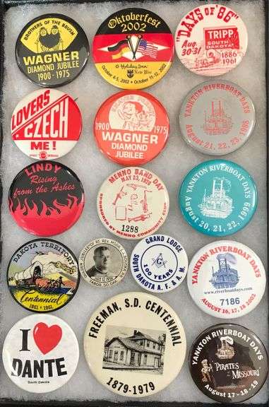 Collection of Pinback Badges - Several South Dakota Communities ...