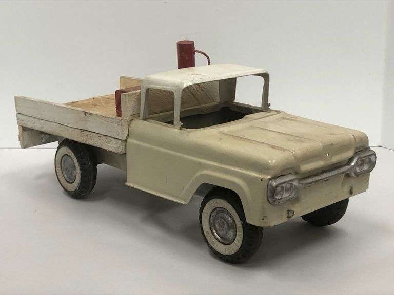 Nylint Pressed Steel Truck w/ Custom Wood Flatbed & Fuel Tank - Creamer ...