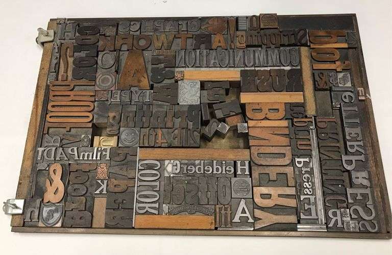 Assorted Letterpress Wood/Metal Print Blocks - Creamer Auction