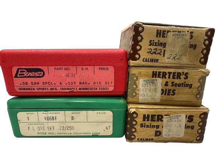 (5x) Reloading Die Sets - .222 Rem - .243 Win - .270 Win - .22-250 Rem - .38 SPL/357 Mag ...