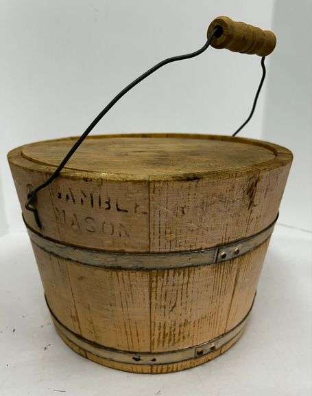 Primitive Wooden Bucket - Creamer Auction