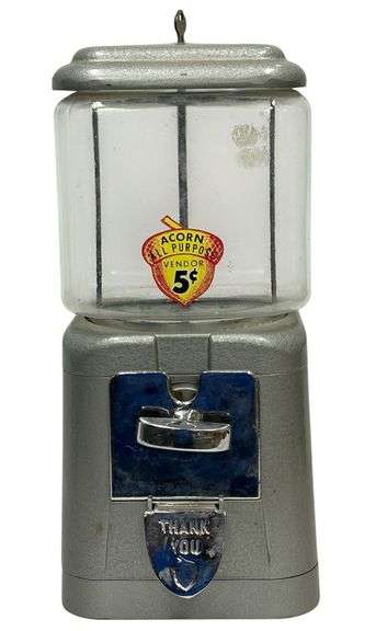 Vintage "Acorn All Purpose Vendor 5 Cent" Vending Machine - Creamer Auction