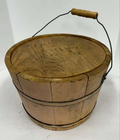 Primitive Wooden Bucket - Creamer Auction