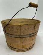 Primitive Wooden Bucket - Creamer Auction
